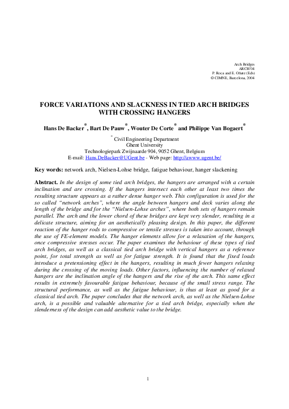 (PDF) Force variations and slackness in tied arch bridges with crossing ...