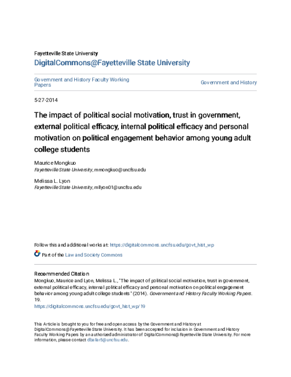 (PDF) The impact of political social motivation, trust in government ...