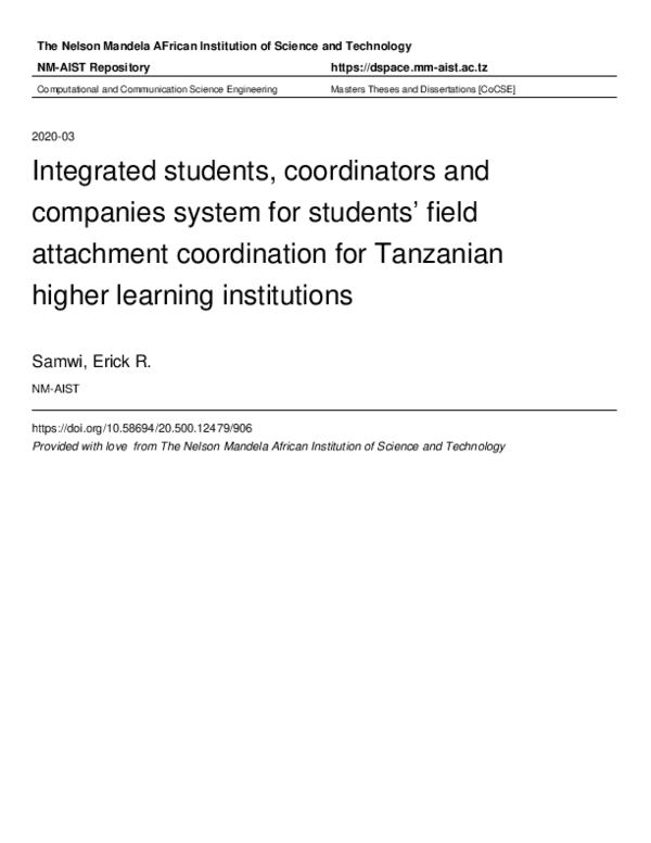 (PDF) Integrated students, coordinators and companies system for students’ field attachment ...