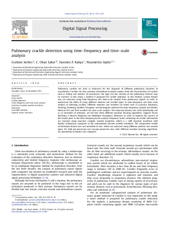 (PDF) Pulmonary crackle detection using time-frequency analysis
