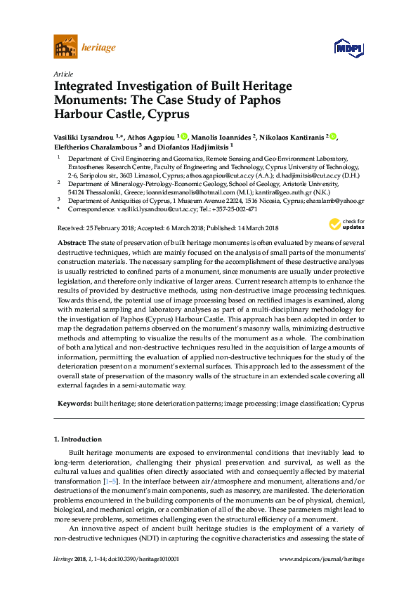 (PDF) Integrated Investigation of Built Heritage Monuments: The Case ...