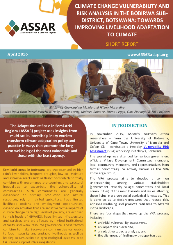 (PDF) Climate change vulnerability and risk analysis in the Bobirwa sub ...