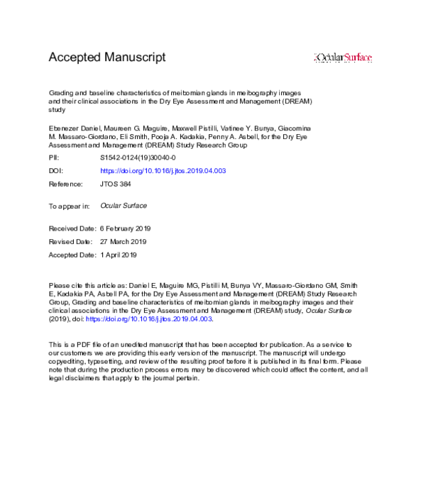 (PDF) Grading and Baseline Characteristics of Meibomian Glands using ...