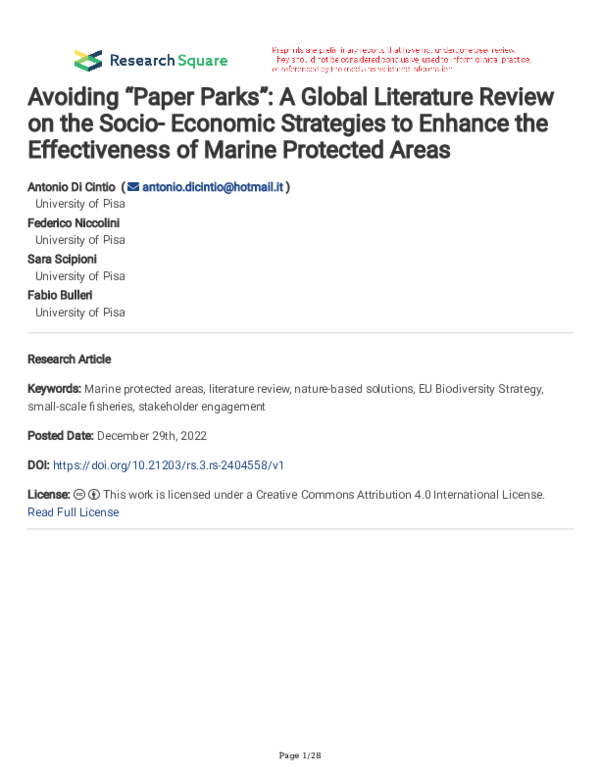 (PDF) Avoiding “Paper Parks”: A Global Literature Review on the Socio ...