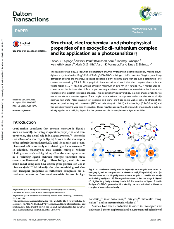 (PDF) Structural, electrochemical and photophysical properties of an ...
