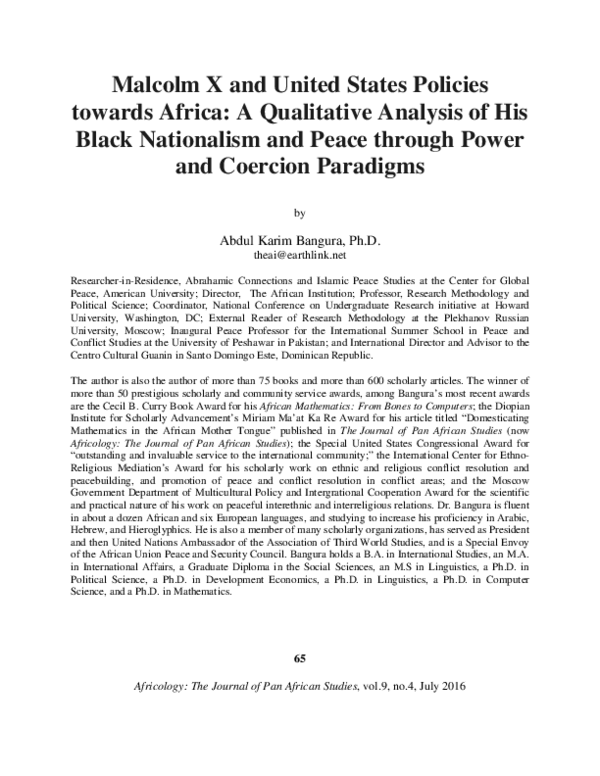 (PDF) Malcolm X and United States Policies towards Africa: A ...