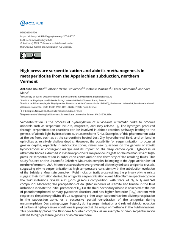 (PDF) High pressure serpentinization and abiotic methanogenesis in ...