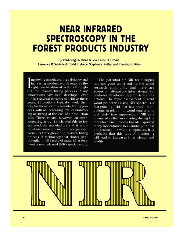(PDF) Near Infrared Spectroscopy in the Forest Products Industry, Forest Products Journal