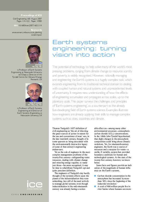 (PDF) Earth systems engineering: turning vision into action