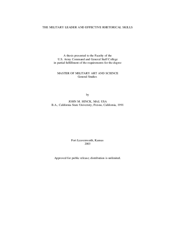 (PDF) The Military Leader and Effective Rhetorical Skills