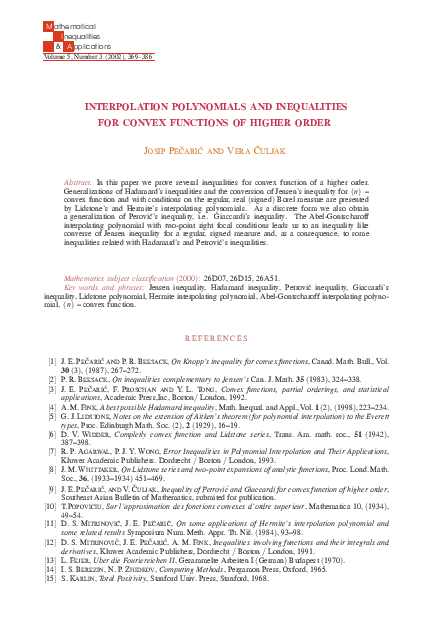 (PDF) Interpolation polynomials and inequalities for convex functions ...