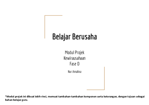 (PDF) Contoh Modul P5 SMP (Fase D) - Tema Kewirausahaan (Kurikulum Merdeka)