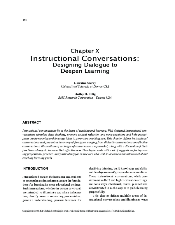 (PDF) Instructional Conversations