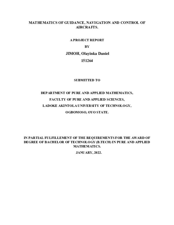 (DOC) Mathematics of Guidance, Navigation and Control of Aircrafts
