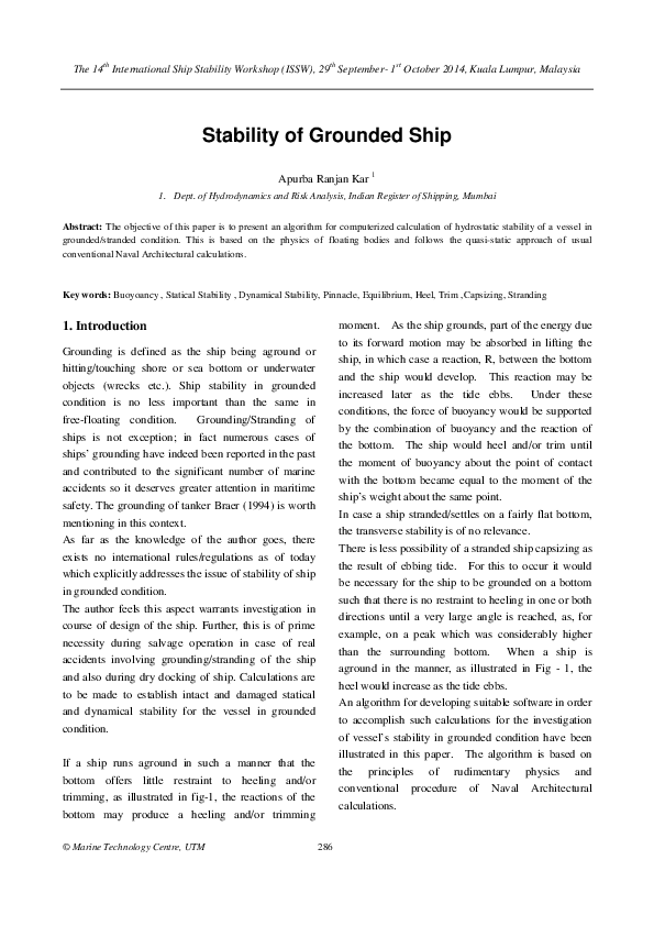 (PDF) Stability of Grounded Ship