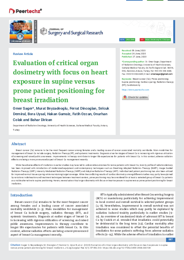 (PDF) Evaluation of critical organ dosimetry with focus on heart ...