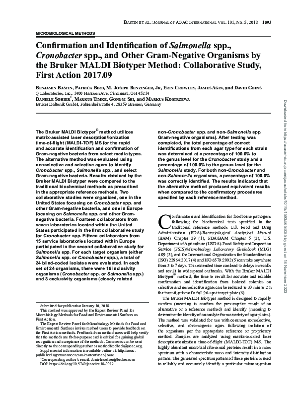(PDF) Confirmation and Identification of Salmonella spp., Cronobacter ...