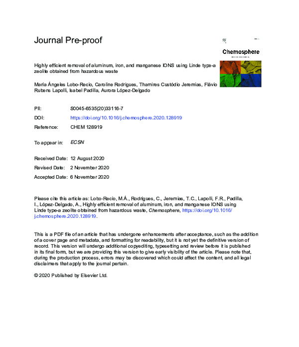 (PDF) Efficient Ion Removal with Linde Type-A Zeolite