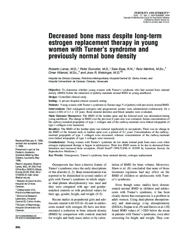 (PDF) Decreased bone mass despite long-term estrogen replacement ...