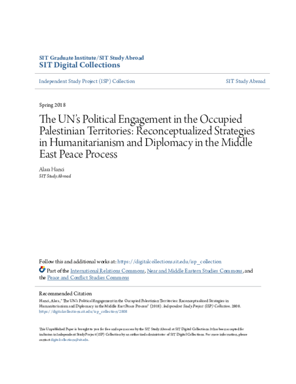 (PDF) The UN’s Political Engagement in the Occupied Palestinian ...