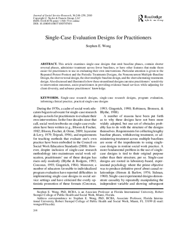 (PDF) Single-Case Evaluation Designs for Practitioners