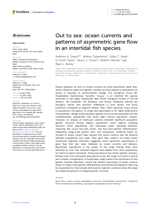 (PDF) Out to sea: ocean currents and patterns of asymmetric gene flow ...