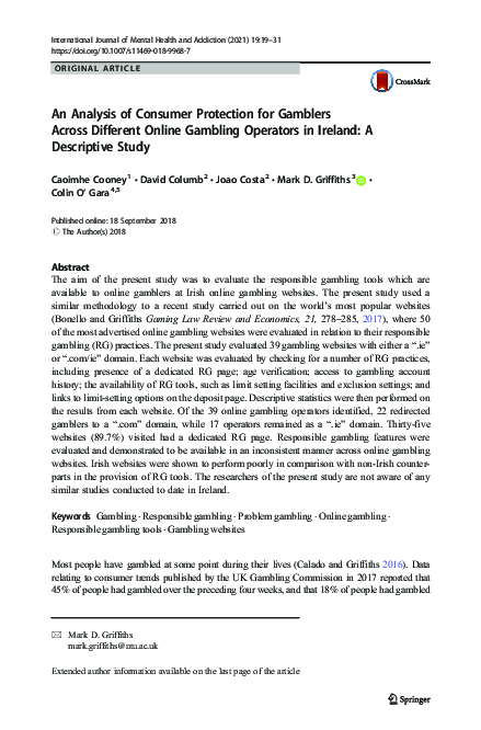 (PDF) An Analysis of Consumer Protection for Gamblers Across Different ...