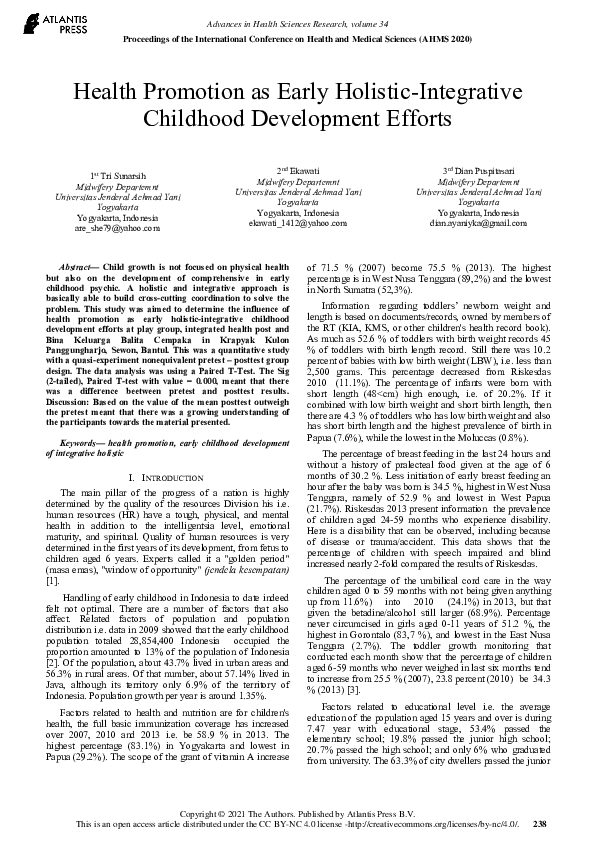 (PDF) Health Promotion as Early Holistic-Integrative Childhood ...