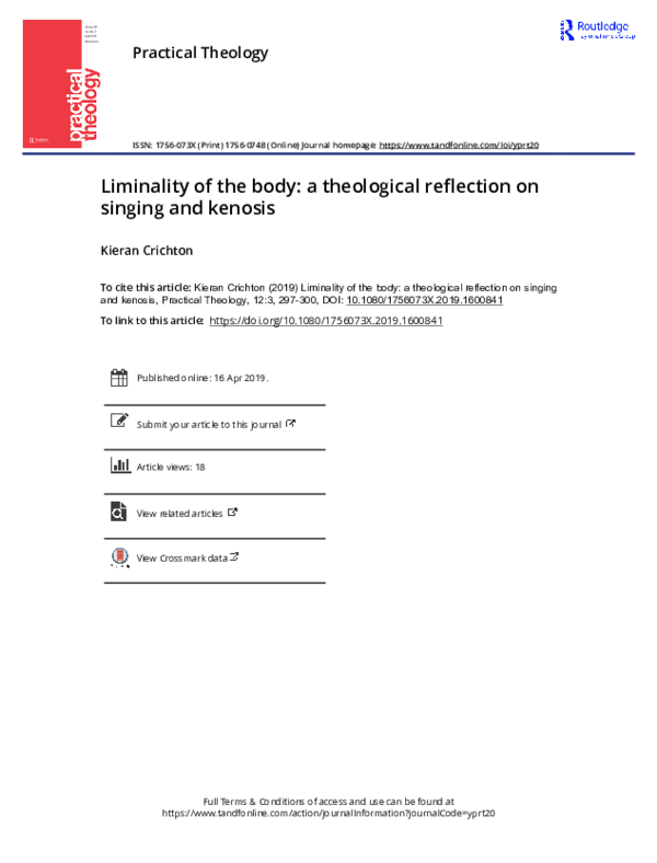 (PDF) Liminality of the body: a theological reflection on singing and ...