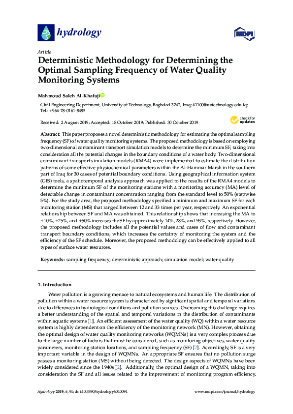 Pdf Deterministic Methodology For Determining The Optimal Sampling