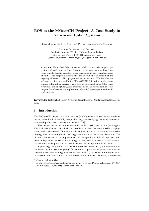 (PDF) ROS in the MOnarCH Project: A Case Study in Networked Robot Systems