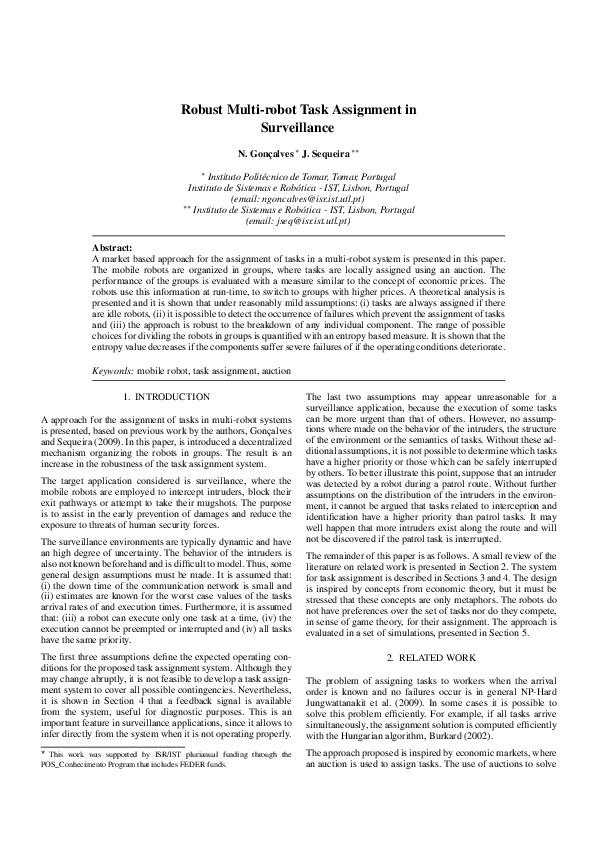 (PDF) Robust Multi-robot Task Assignment in Surveillance