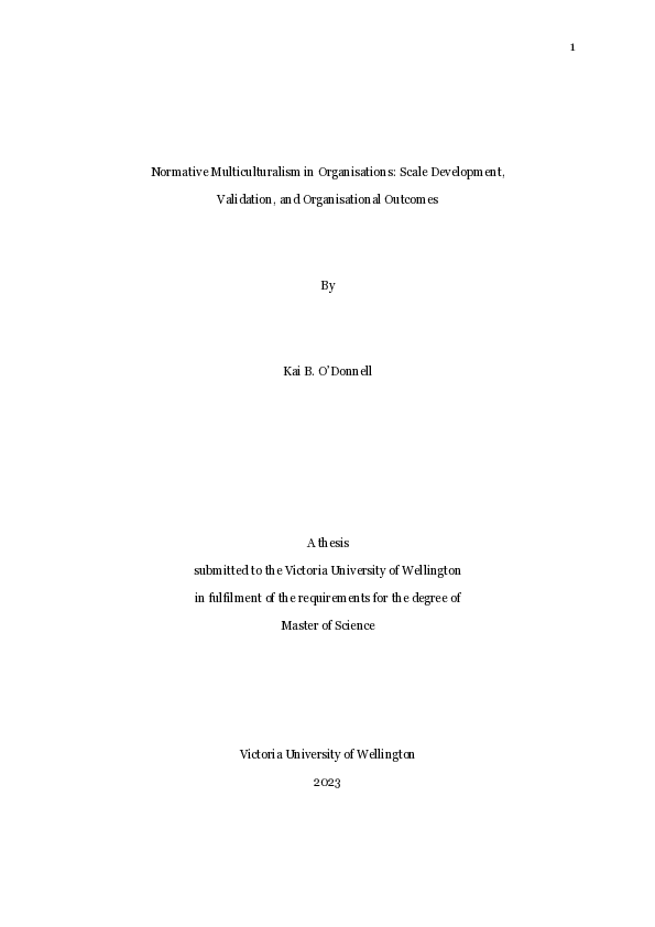 (PDF) Normative Multiculturalism in Organisations: Scale Development, Validation, and ...