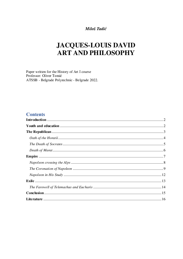 (PDF) Jacques-Louis David - Art & Philosophy