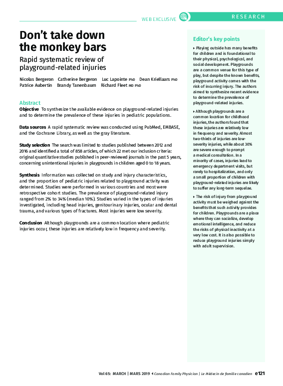 (PDF) Don't take down the monkey bars: Rapid systematic review of ...