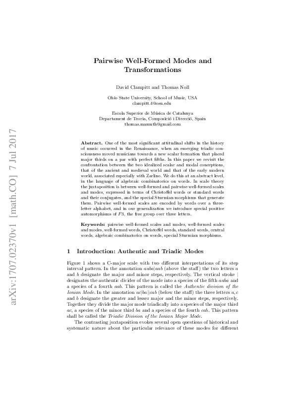 (PDF) Pairwise Well-Formed Modes and Transformations