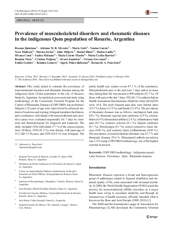 (PDF) Prevalence of musculoskeletal disorders and rheumatic diseases in ...