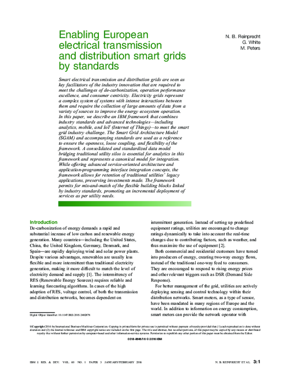 (PDF) Enabling European electrical transmission and distribution smart grids by standards