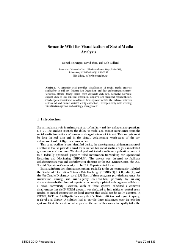 (PDF) Semantic Wiki for Visualization of Social Media Analysis