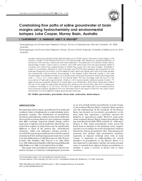 (PDF) Constraining flow paths of saline groundwater at basin margins ...