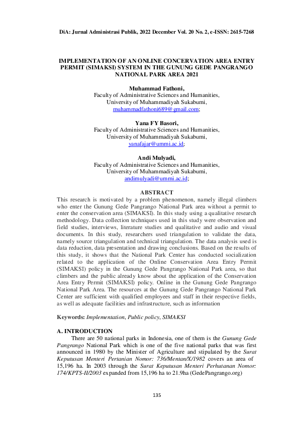(PDF) Implementation of an Online Concervation Area Entry Permit ...