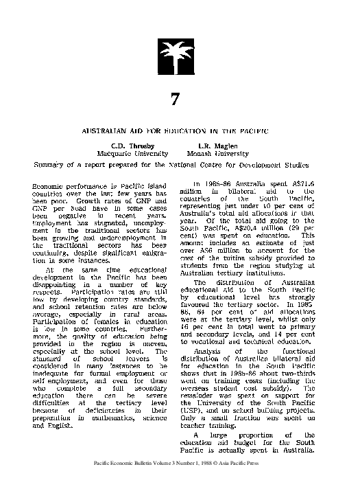 (PDF) Australian aid for education in the Pacific