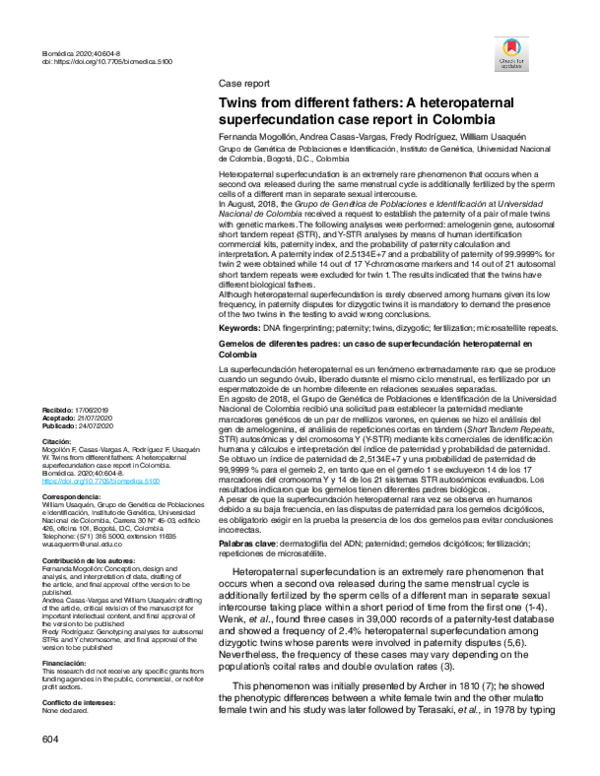 (PDF) Twins from different fathers: A heteropaternal superfecundation ...