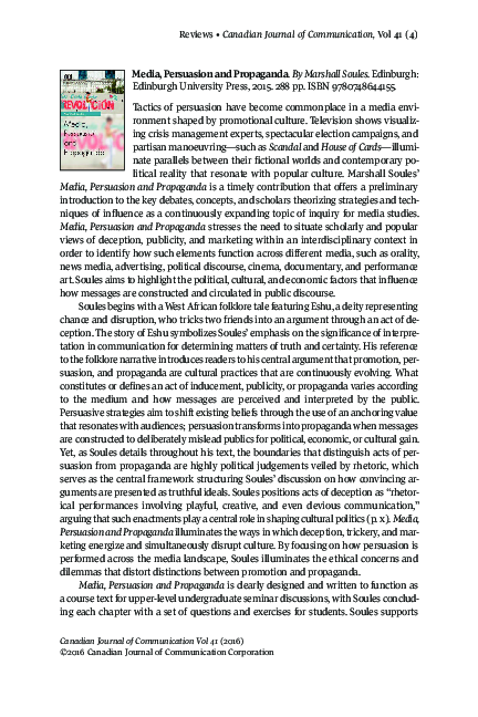 (PDF) Media, Persuasion and Propaganda