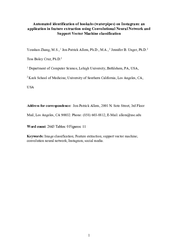 (PDF) Automated Identification of Hookahs (Waterpipes) on Instagram: An Application in Feature ...