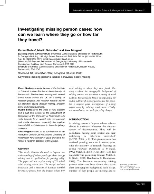 (PDF) Investigating Missing Person Cases: How Can We Learn Where They ...
