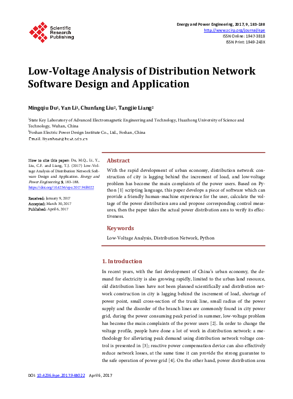(PDF) Low-Voltage Analysis of Distribution Network Software Design and ...