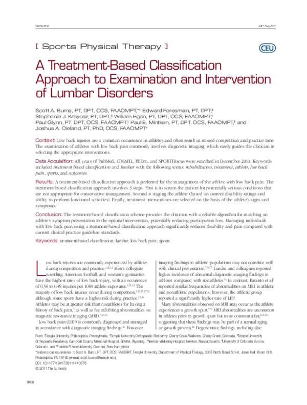 (PDF) A Treatment-Based Classification Approach to Examination and ...