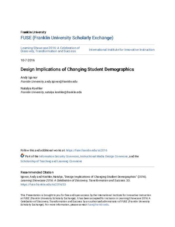 (PDF) Design Implications of Changing Student Demographics