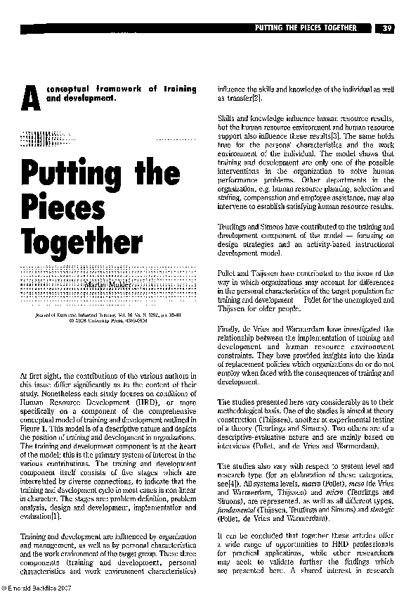 (PDF) Putting the Pieces Together